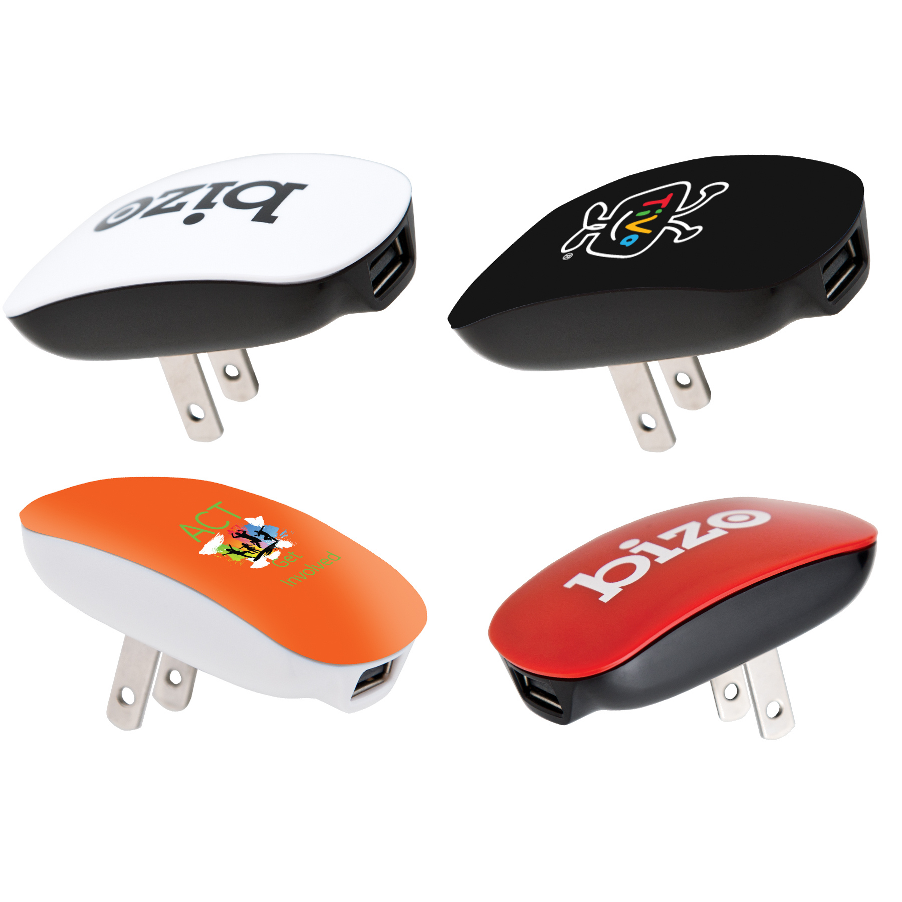 Mini Curved AC Wall Adapter | Custom USB Chargers | Adco Marketing ...